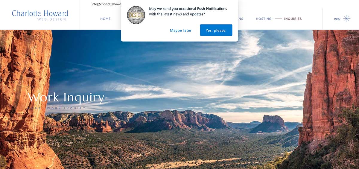 Sedona Web Push Notifications - Charlotte Howard Web Design